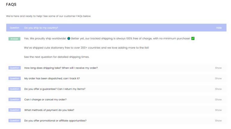 12 Great Ecommerce FAQ Page Examples in 2025 | Inspiration