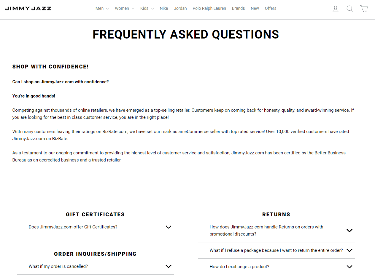 12 Great Ecommerce FAQ Page Examples in 2024 | Inspiration