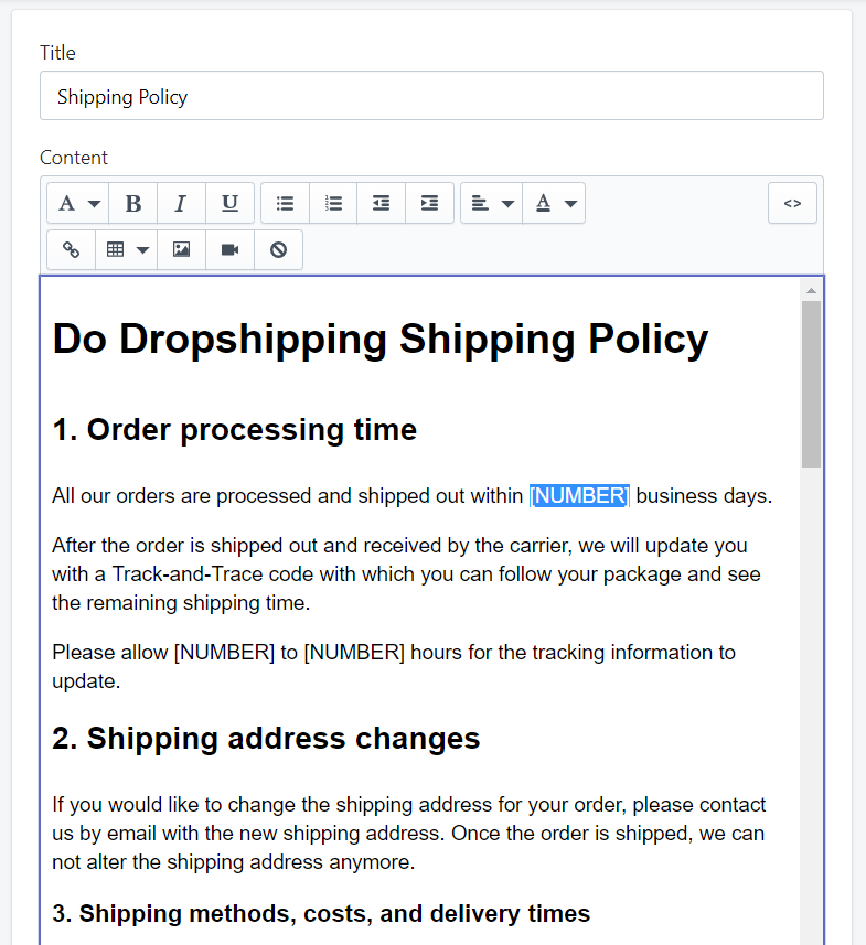 Shipping Policy For Shopify Template Encycloall